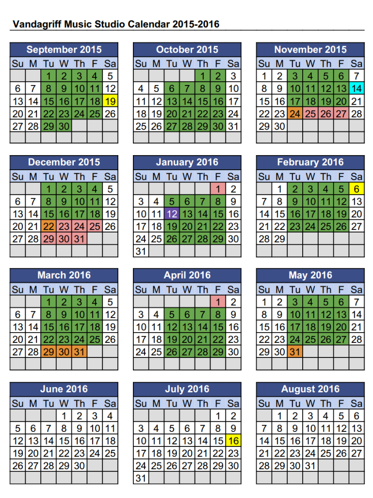Free Studio Calendar Template – teachbassoon.com